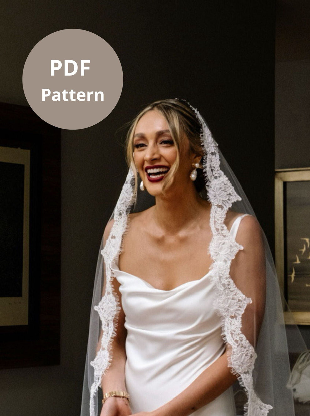 DIY Lace Mantilla Wedding Veil, Fingertip Length Pattern PDF Tutorial ...